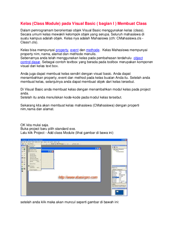 (DOC) Kelas (Class Module) pada Visual Basic ( bagian I ) Membuat Class