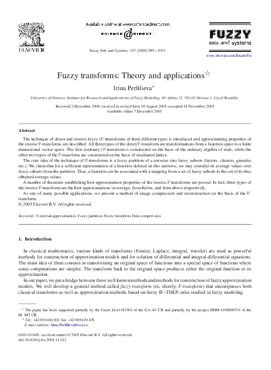 Pdf Fuzzy Transforms Theory And Applicationsfuzzy Transforms Theory And Applications