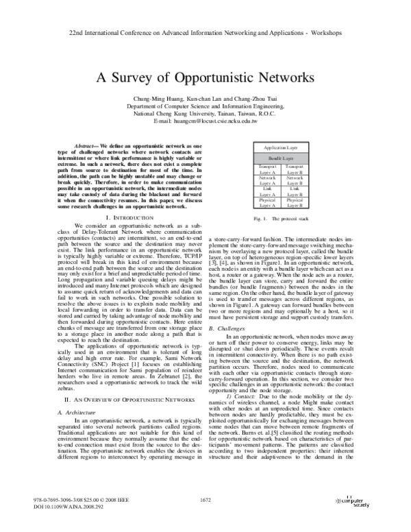 (PDF) A Survey of Opportunistic Networks