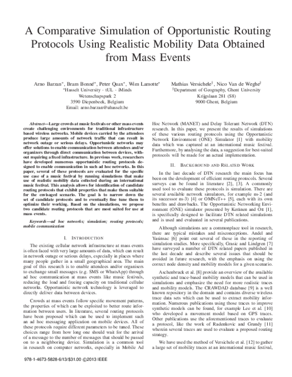 Pdf A Comparative Simulation Of Opportunistic Routing Protocols Using