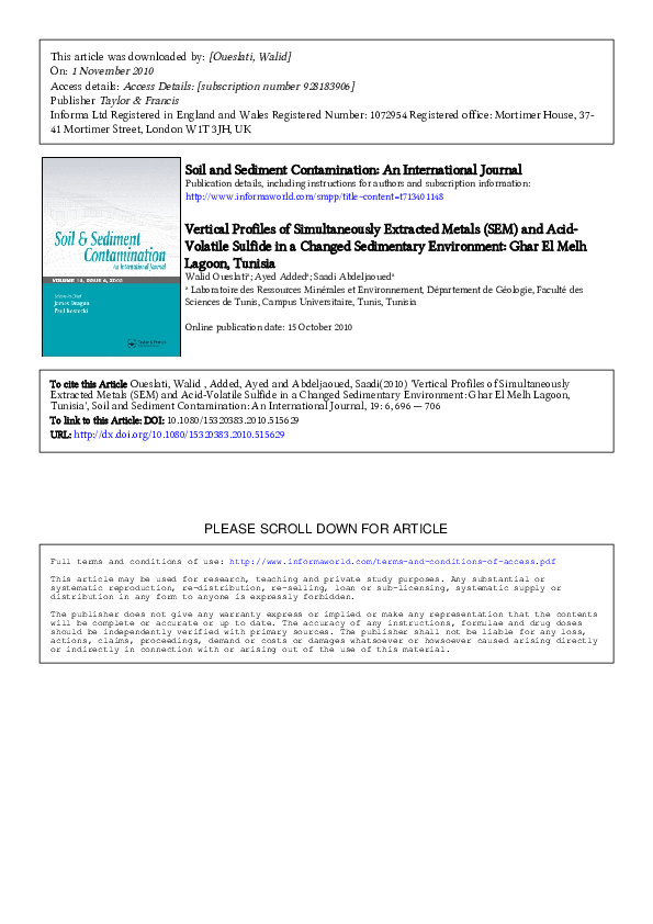 (PDF) Vertical Profiles of Simultaneously Extracted Metals (SEM) and ...