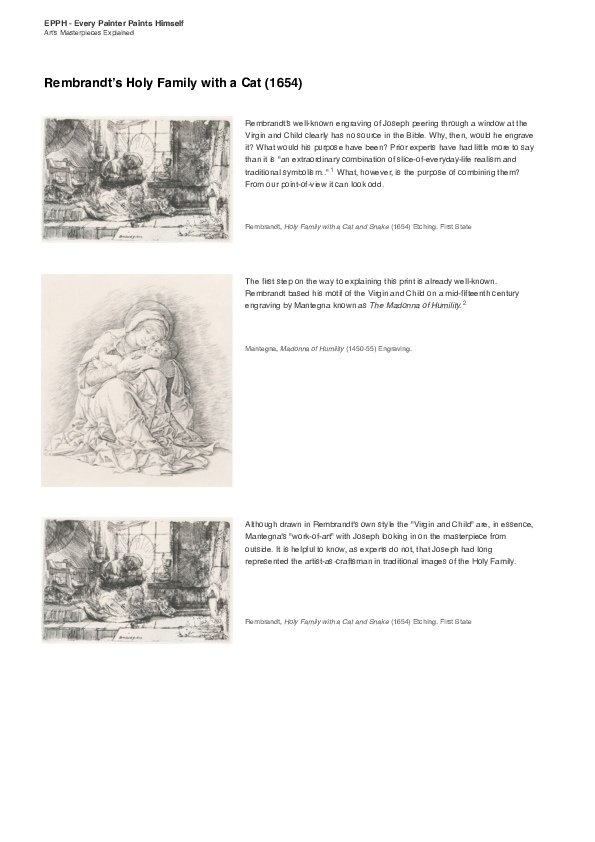 (PDF) Rembrandt’s Holy Family with a Cat (1654) | Simon Abrahams ...