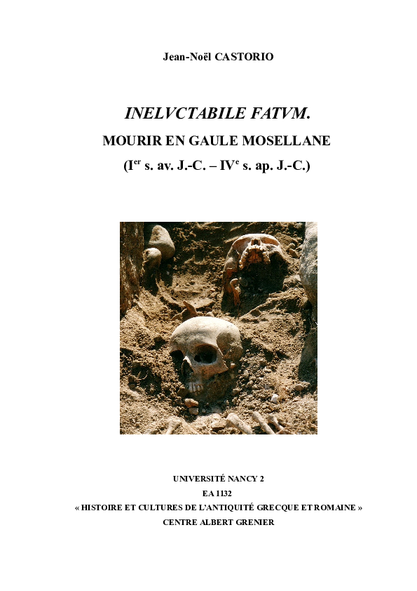 (DOC) CASTORIO Jean-Noël, INELVCTABILE FATVM. La mort en Gaule ...