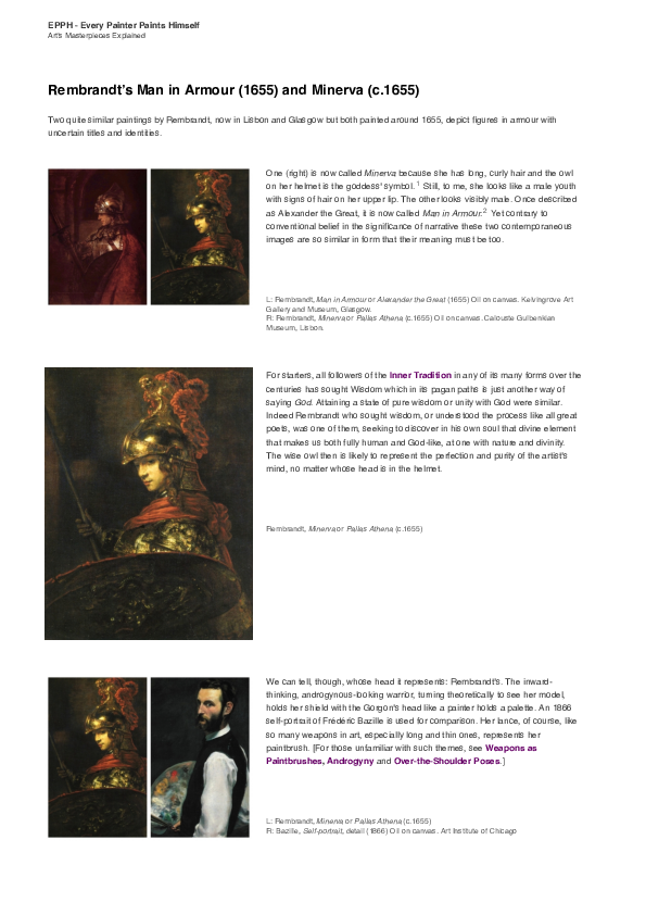 (PDF) Rembrandt’s Man in Armour (1655) and Minerva (c.1655)
