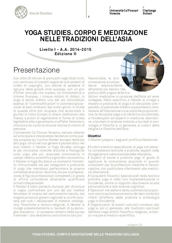 (PDF) Master in Yoga Studies 2015 - University of Venice - new brochure