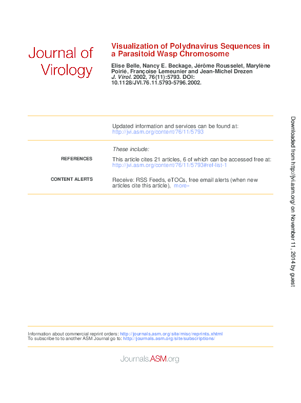 (PDF) Visualization of Polydnavirus Sequences in a Parasitoid Wasp ...