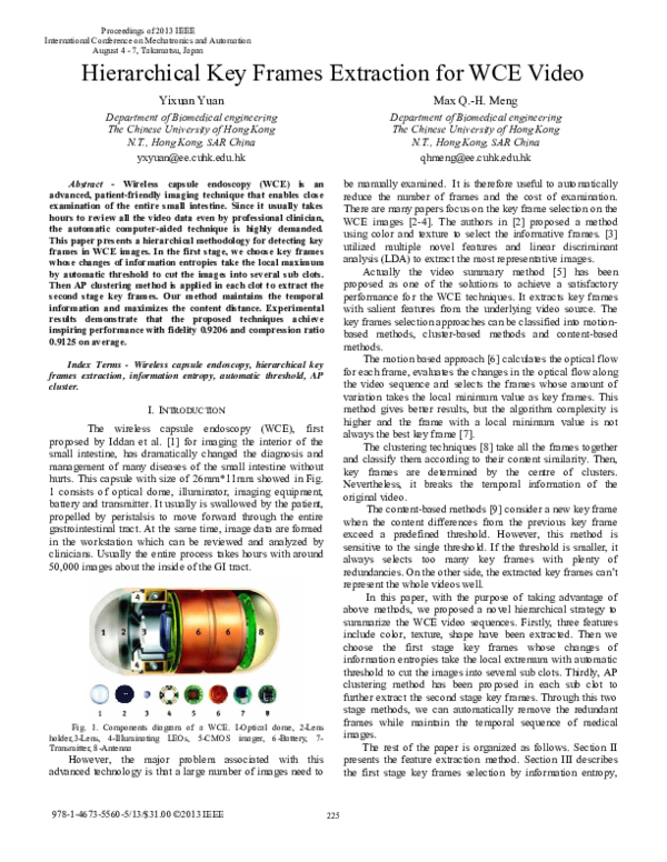 (PDF) Hierarchical key frames extraction for WCE video