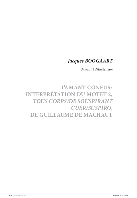 (PDF) L'Amant confus, Interprétation du motet 2 de Guillaume de Machaut