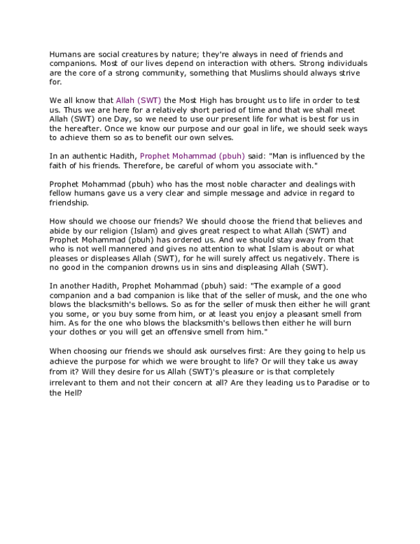 (DOC) Humans are social creatures by nature