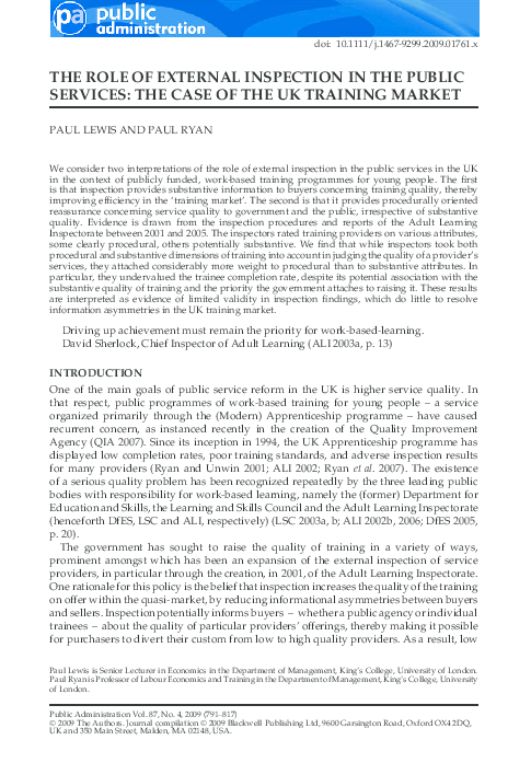 (PDF) THE ROLE OF EXTERNAL INSPECTION IN THE PUBLIC services