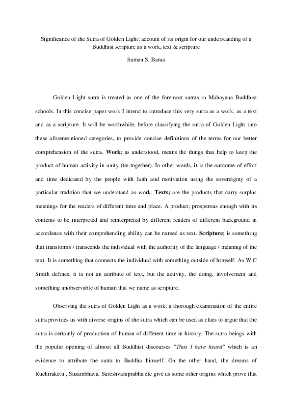 (DOC) Significance of the Sutra of Golden Light; account of its origin ...