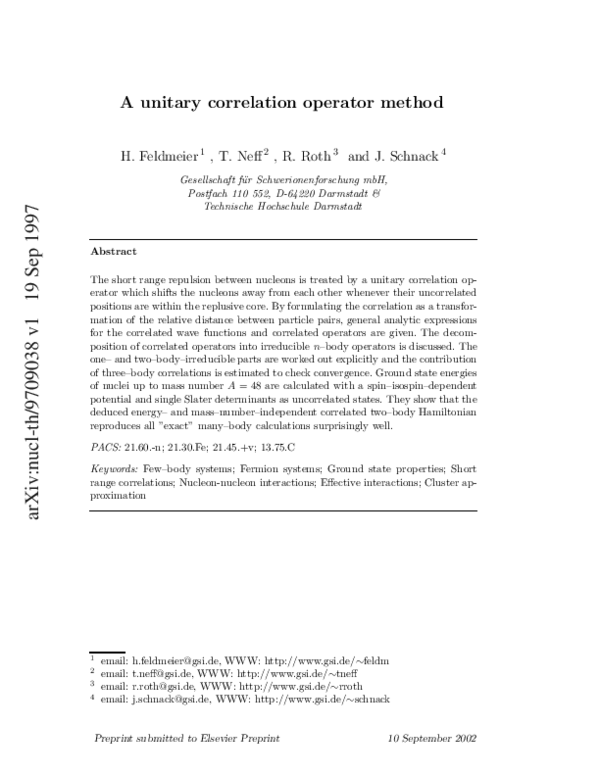 (PDF) A unitary correlation operator method