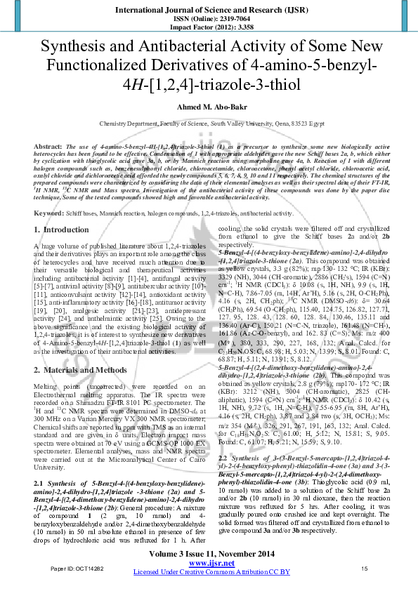 (PDF) Synthesis and Antibacterial Activity of Some New Functionalized Derivatives of 4-amino-5 ...
