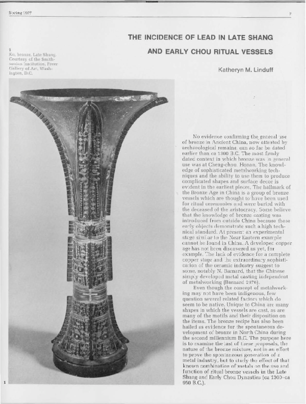 (PDF) The Incidence of Lead in Late Shang and early Chou Ritual Vessels