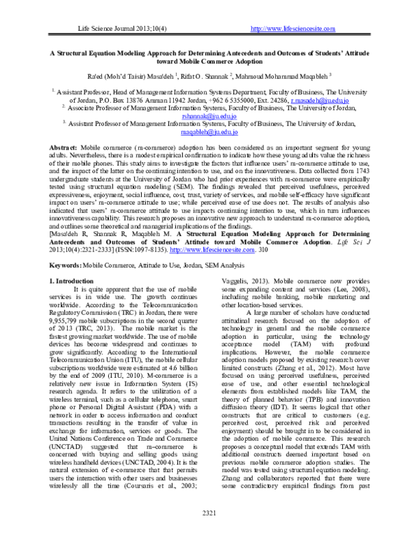 Pdf A Structural Equation Modeling Approach For Determining Antecedents And Outcomes Of