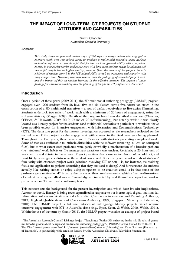 (PDF) The impact of long-term ICT projects on student attitudes and ...