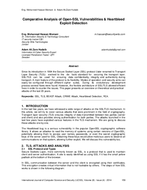 Pdf Comparative Analysis Of Open Ssl Vulnerabilities And Heartbleed Exploit Detection