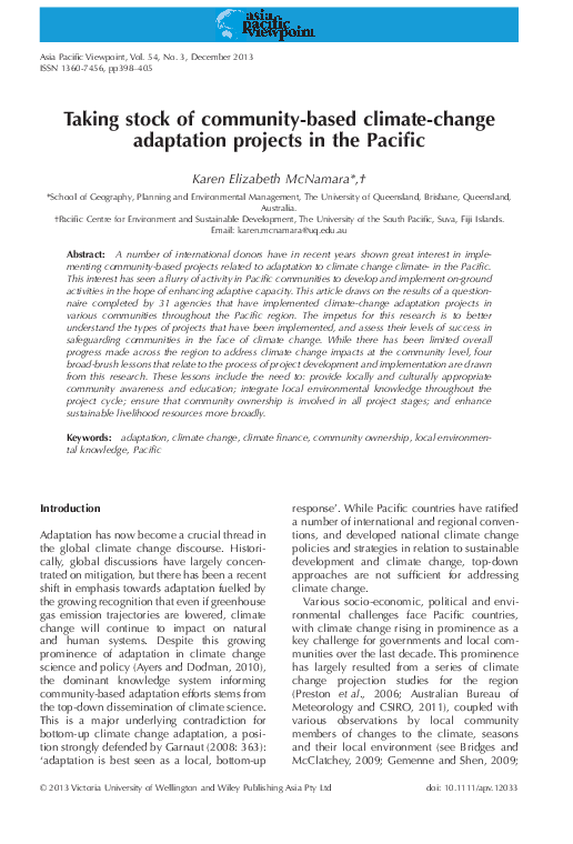 (PDF) Taking stock of community-based climate-change adaptation ...