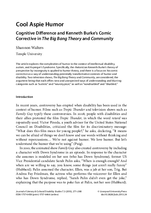 (PDF) Cool Aspie Humor: Cognitive Difference and Kenneth Burke’s Comic ...
