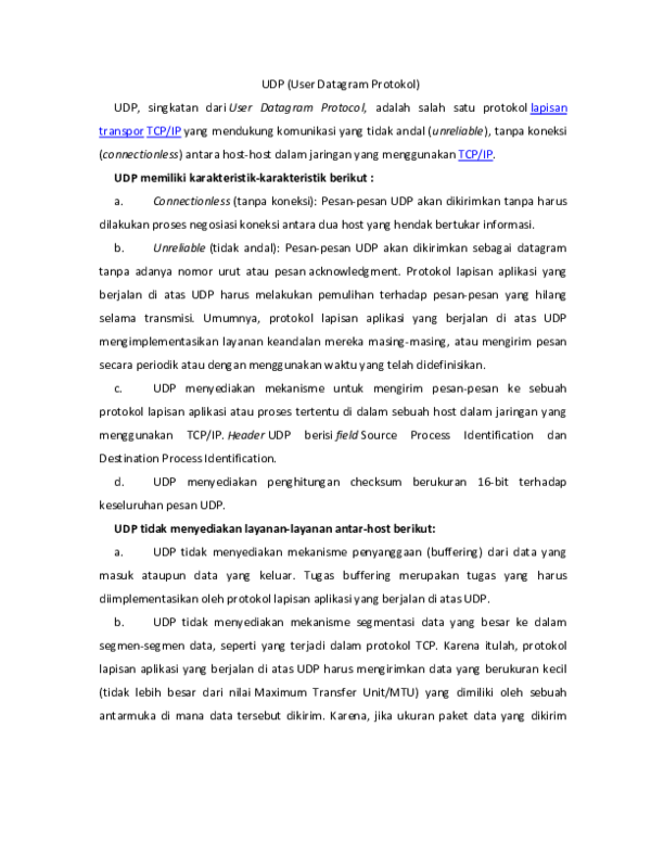 Capture protokol UDP (User Datagram Protokol) menggunakan wireshark