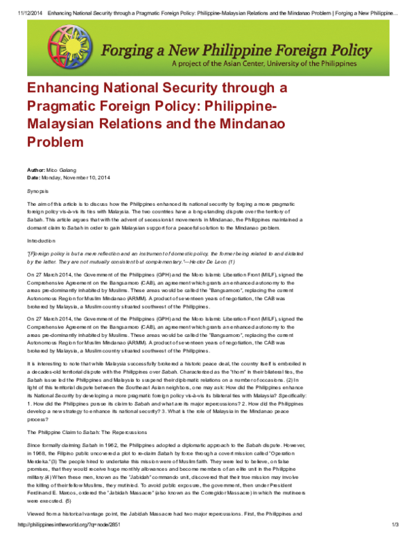 (PDF) Enhancing National Security through a Pragmatic Foreign Policy ...