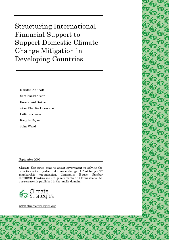 (PDF) Structuring International Financial Support to Support Domestic ...