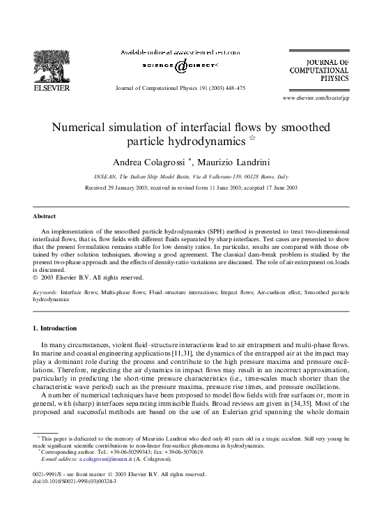 Numerical simulation of interfacial flows by smoothed particle hydrodynamics