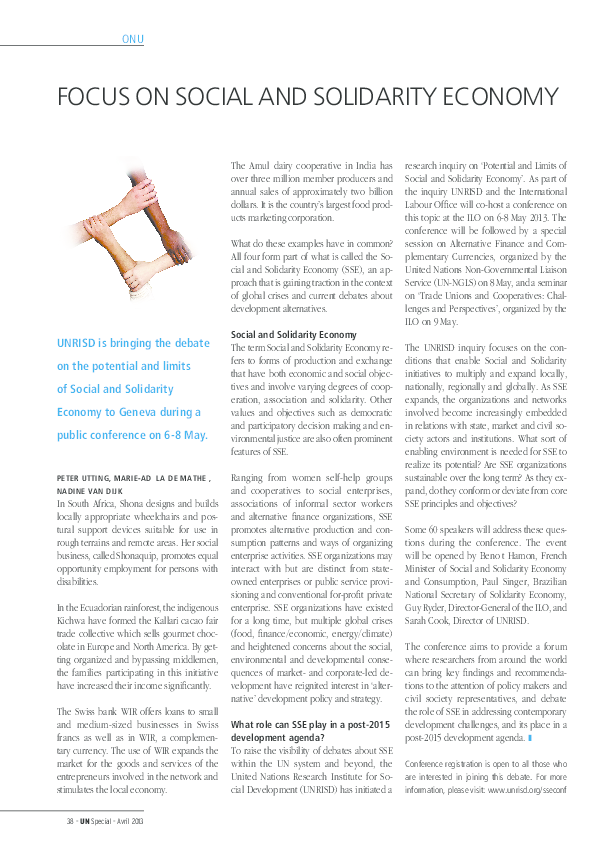 UN Special magazine - Focus on Social and Solidarity Economy