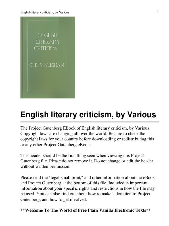 (PDF) English Literary Criticism