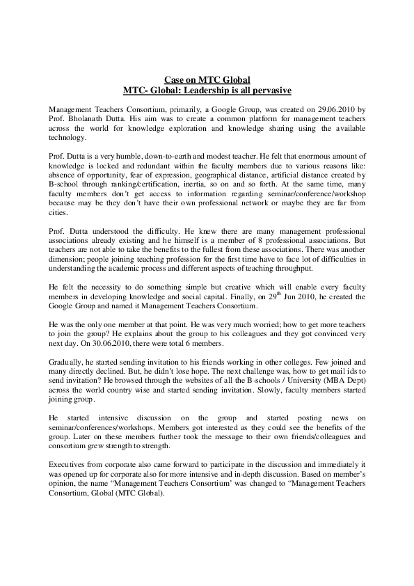 (PDF) Case Study - MTC Global