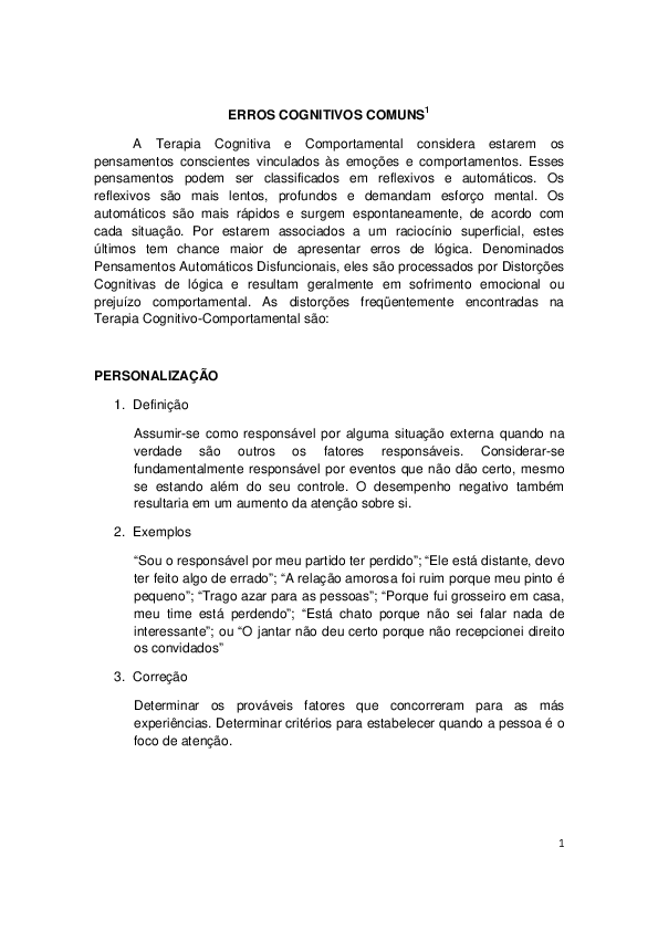 (PDF) ERROS COGNITIVOS COMUNS
