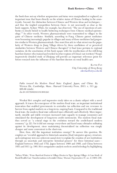 (PDF) Review of "Paths toward the Modern Fiscal State: England, Japan ...