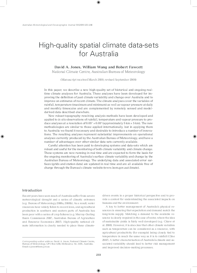 (PDF) High-quality spatial climate data-sets for Australia