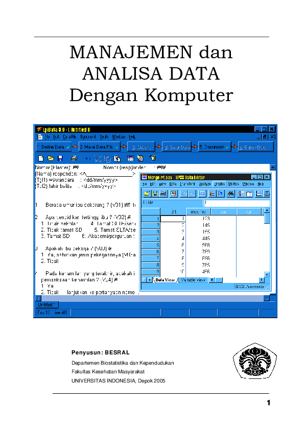(PDF) MANAJEMEN dan ANALISA DATA Dengan Komputer Penyusun: BESRAL