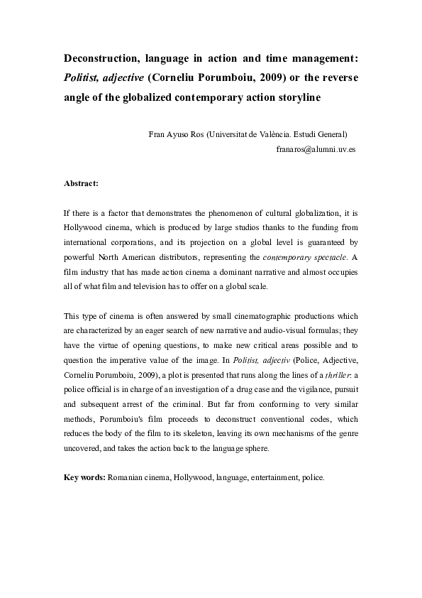 (PDF) Deconstruction, language in action and time management: Politist ...