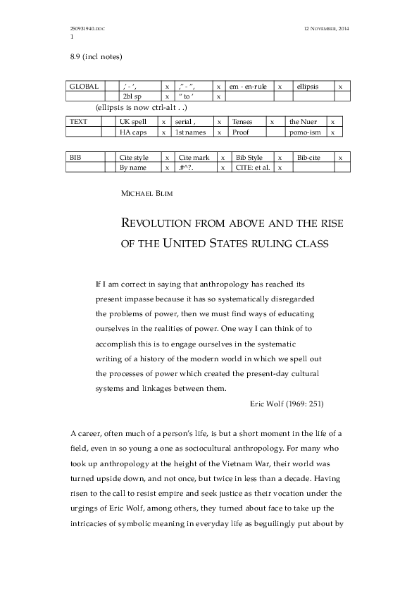 (DOC) REVOLUTION FROM ABOVE AND THE RISE OF THE UNITED STATES RULING CLASS