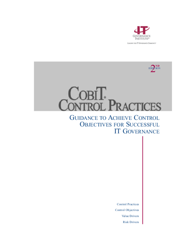 (PDF) Control Practices Control Objectives Value Drivers Risk Drivers ...