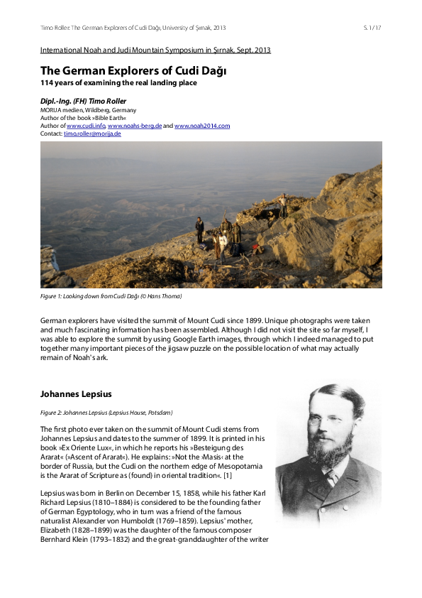 (PDF) The German Explorers of Cudi Dağı