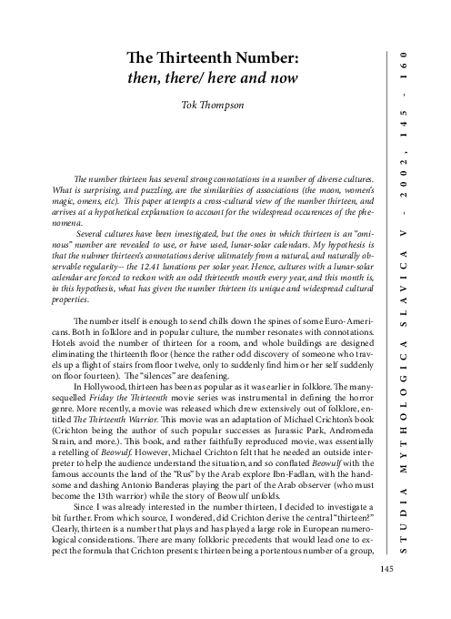 The Thirteenth Number: Then, there/ here and now