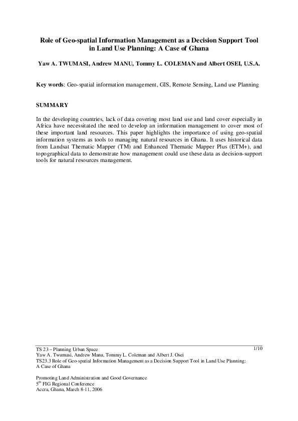 (PDF) Role of Geo-spatial Information Management as a Decision Support ...