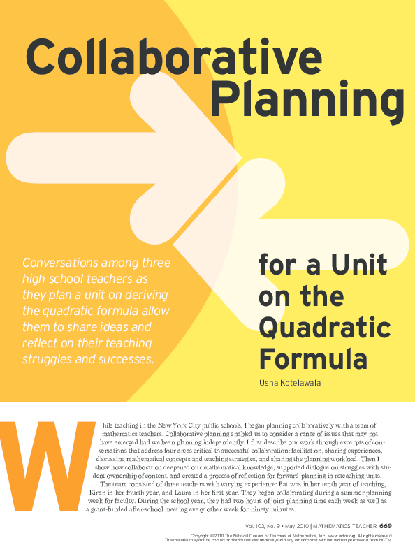 (PDF) While teaching in the Collaborative Planning for a Unit on the ...