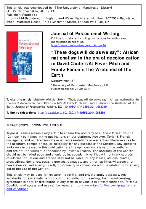 (PDF) "These dogs will do as we say": African nationalism in the era of ...