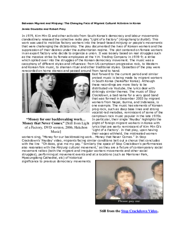 (PDF) Between Migrant and Minjung: The Changing Face of Migrant ...