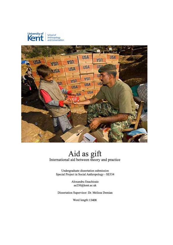 (PDF) Aid as gift - International aid between theory and practice