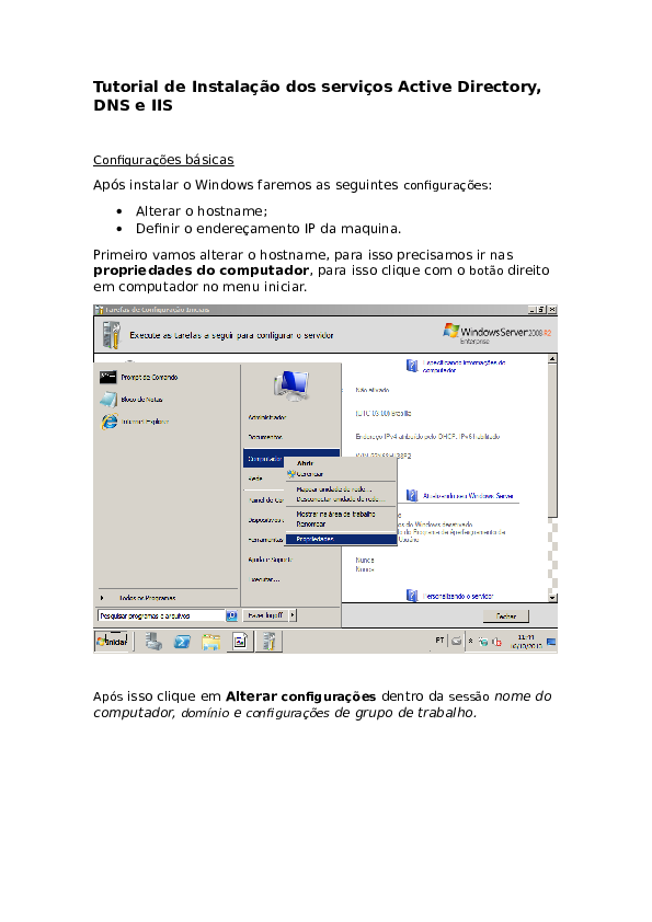 (DOC) Tutorial de Instalação dos serviços Active Directory, DNS e IIS