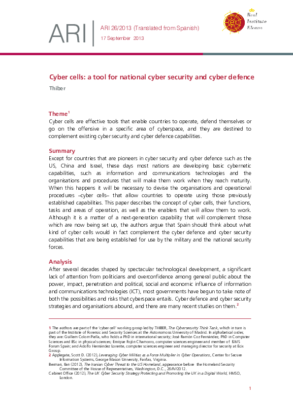 (PDF) Cyber cells: a tool for national cyber security and cyber defence