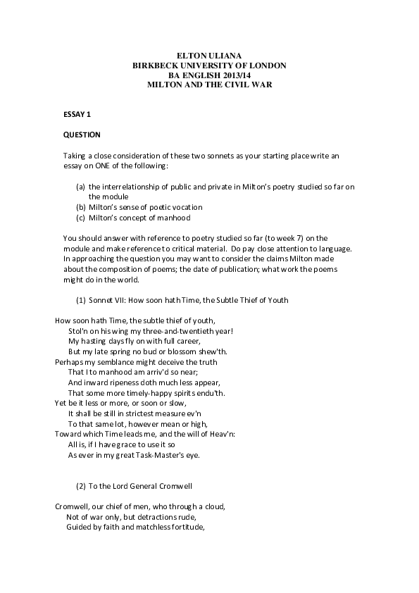 (DOC) 'Two Types of Ambition':The Representation of Poetical Vocation ...