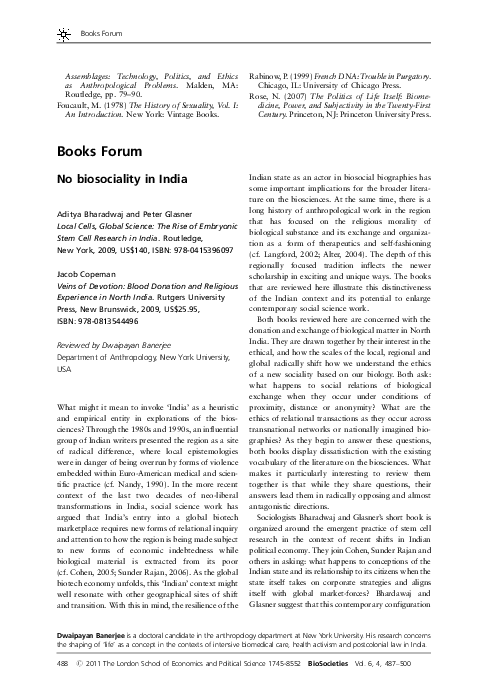 (PDF) No Biosociality in India