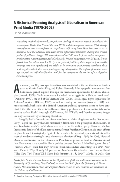 (PDF) A historical framing analysis of liberalism in American print ...
