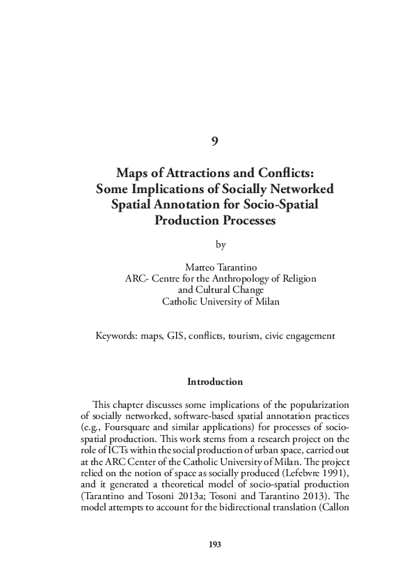 (PDF) Maps of Attractions and Conflicts: Some Implications of Socially ...